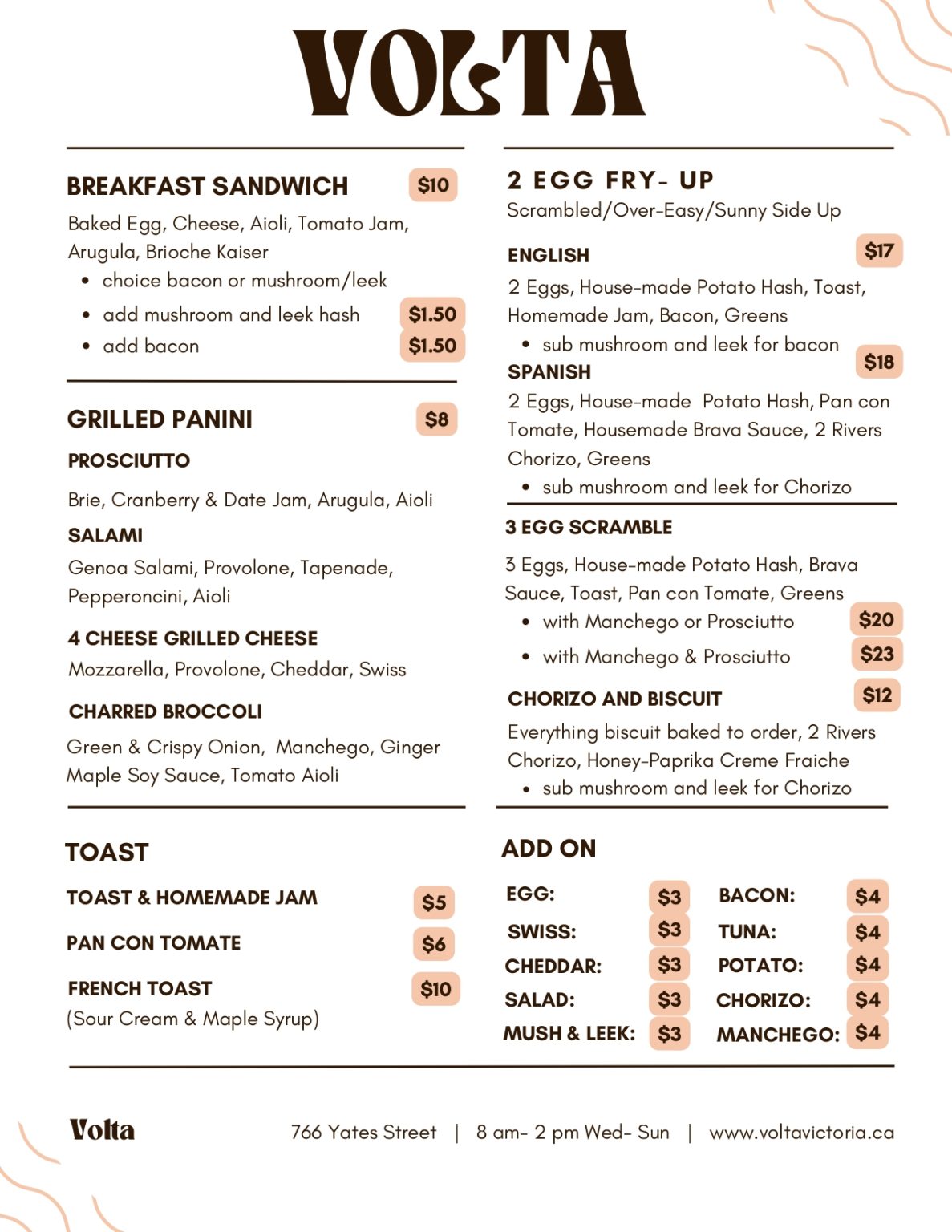 Volta Victoria | Brunch Restaurant